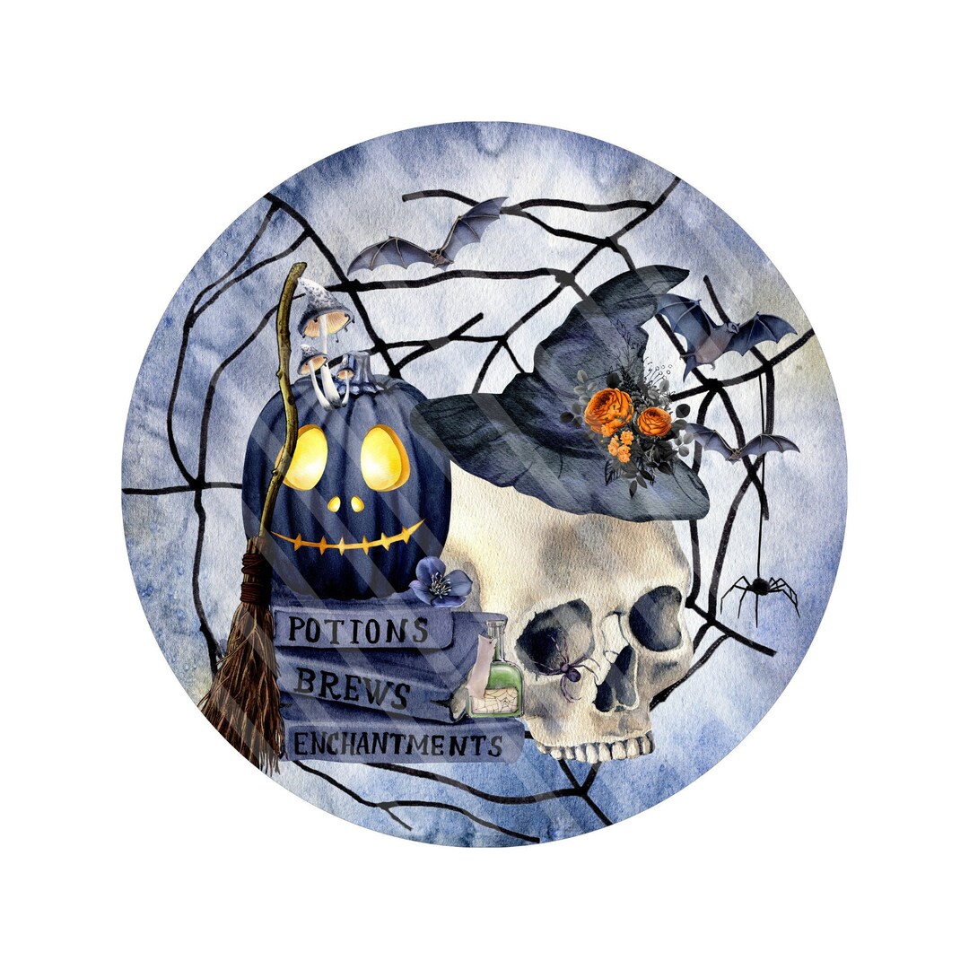 Round Halloween Wreath Sign, Signs for Wreaths, Wreath Enhancement ...