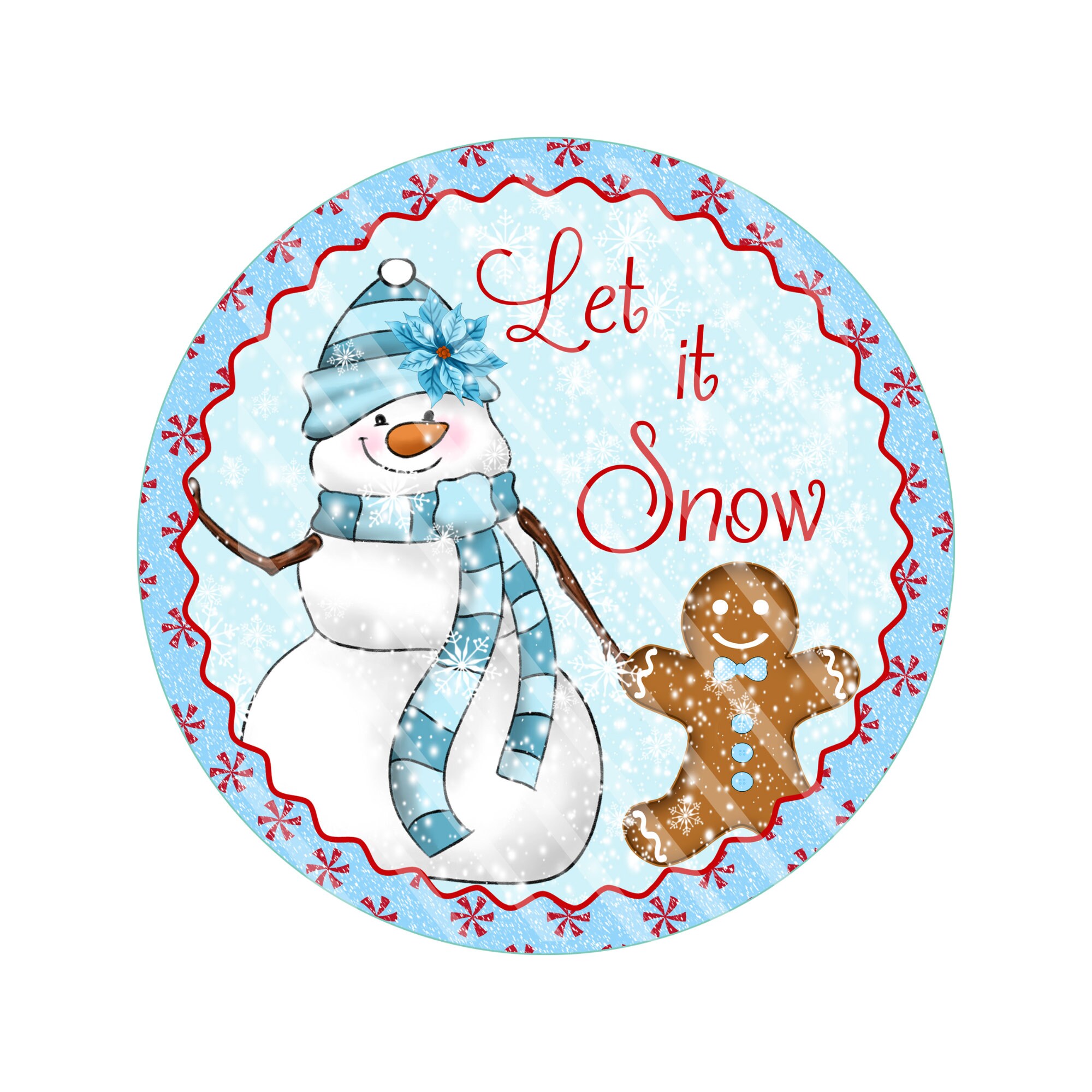 Let It Snow Round Wreath Sign Signs for Wreaths Wreath - Etsy