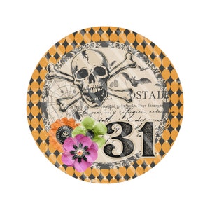 Round Halloween Skull Wreath Sign, Signs for Wreaths, Wreath ...