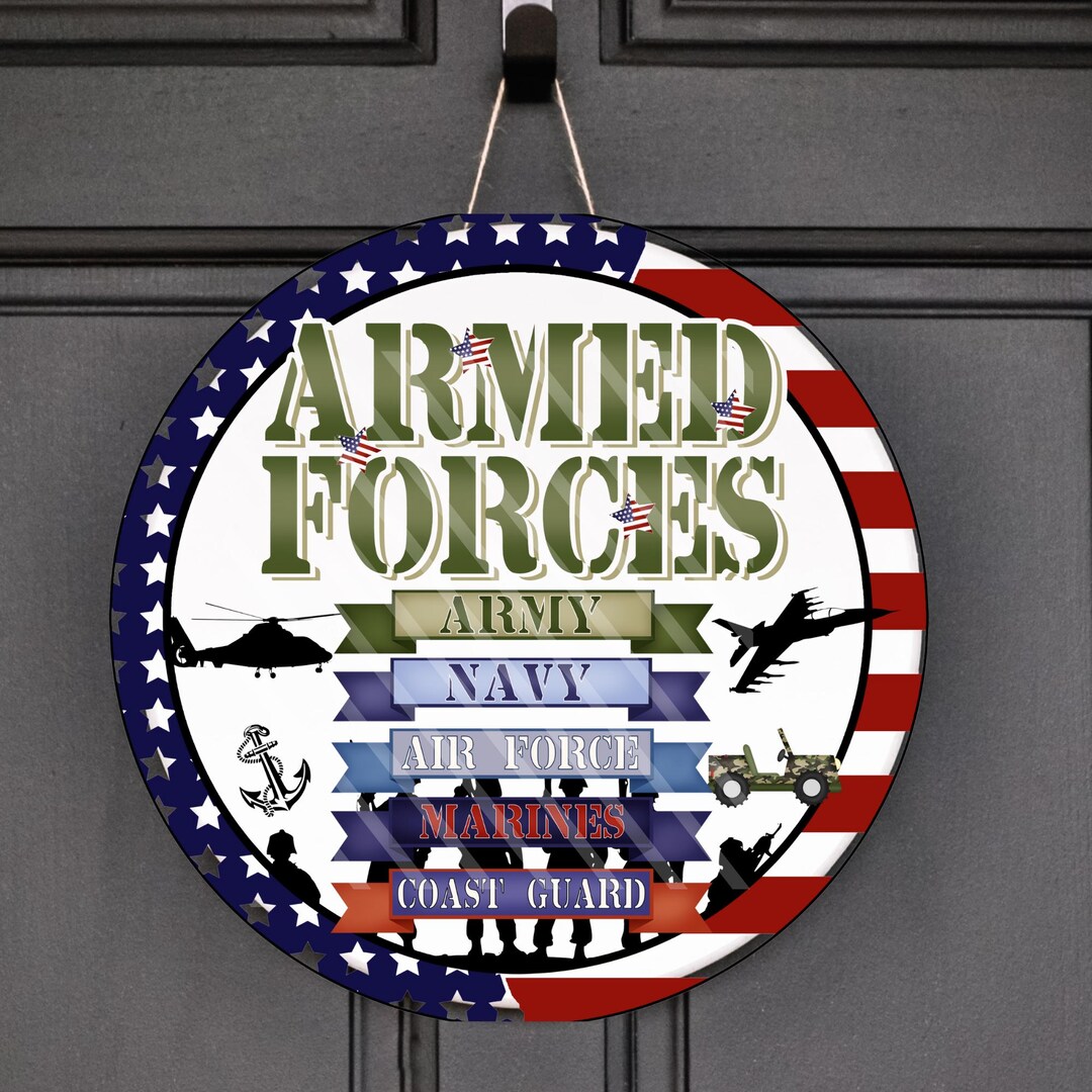 Armed Forces Wreath Sign | Patriotic Military Door Décor - Etsy