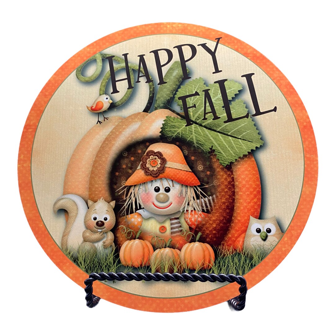 Wreath Sign, Happy Fall Wreath Sign, Signs for Wreaths, Round Wreath ...