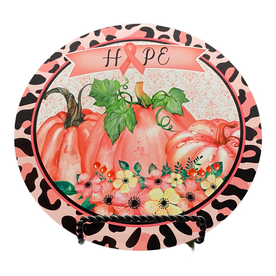 Pink Hope Pumpkin Wreath Sign, Breast Cancer Awareness Fall Decor ...