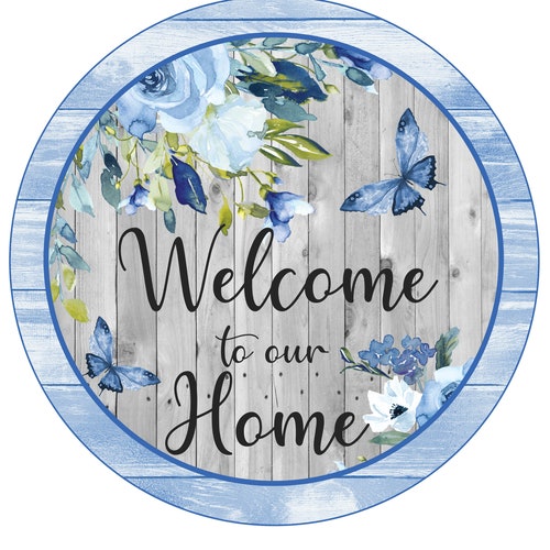 Blue Rose Welcome Wreath Sign Signs for Wreaths Wreath - Etsy