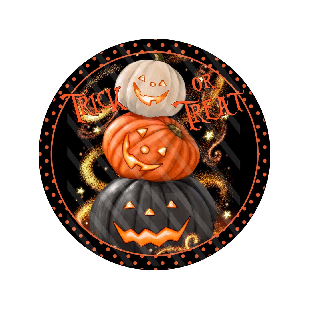 Trick or Treat Round Halloween Wreath Sign, Signs for Wreaths, Wreath ...