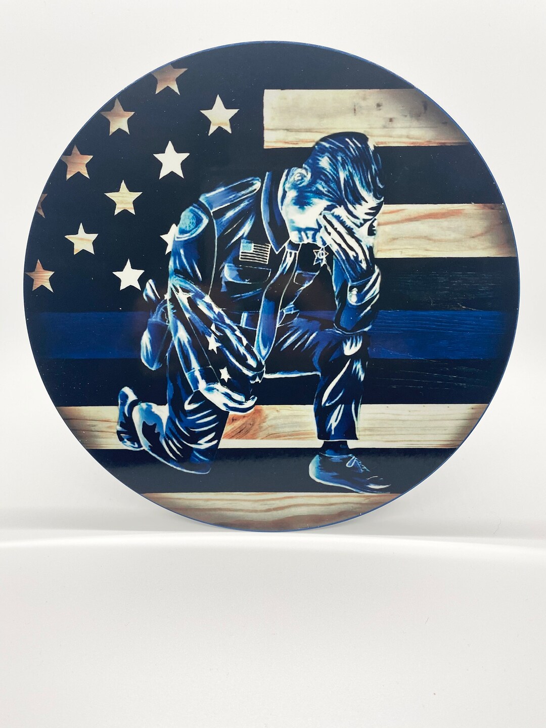 Police Officer Thin Blue Line Round Wreath Sign, Signs for Wreaths ...