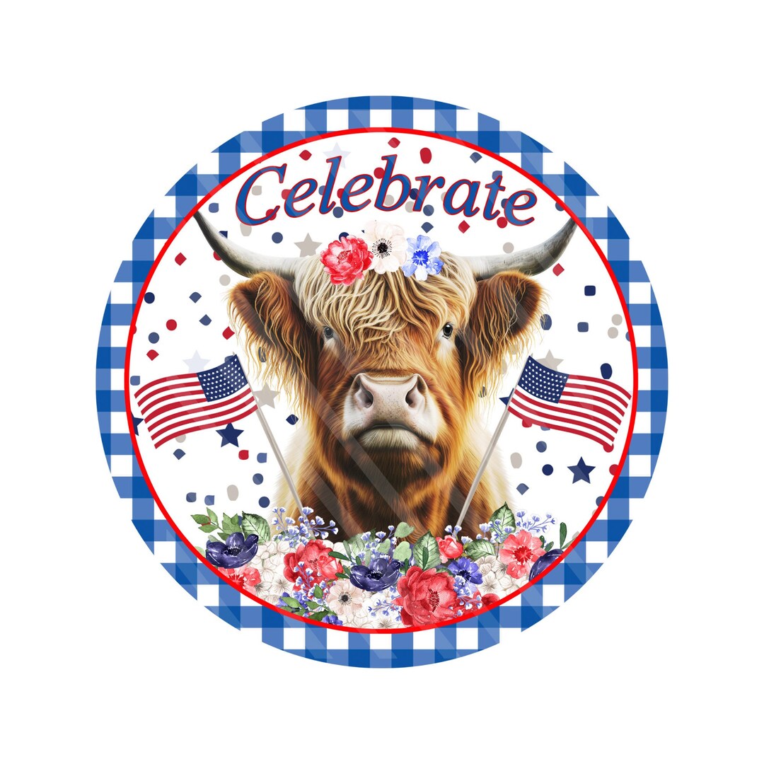 Celebrate Round Cow Wreath Sign, Signs for Wreaths, Wreath Enhancement ...