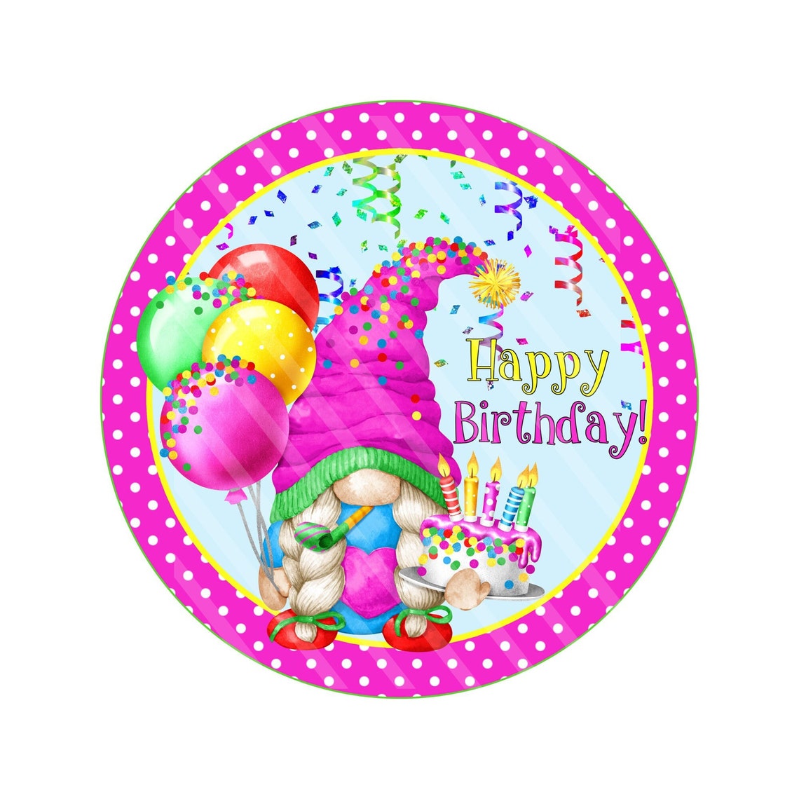 Happy Birthday Round Wreath Sign, Signs for Wreaths, Wreath Enhancement ...