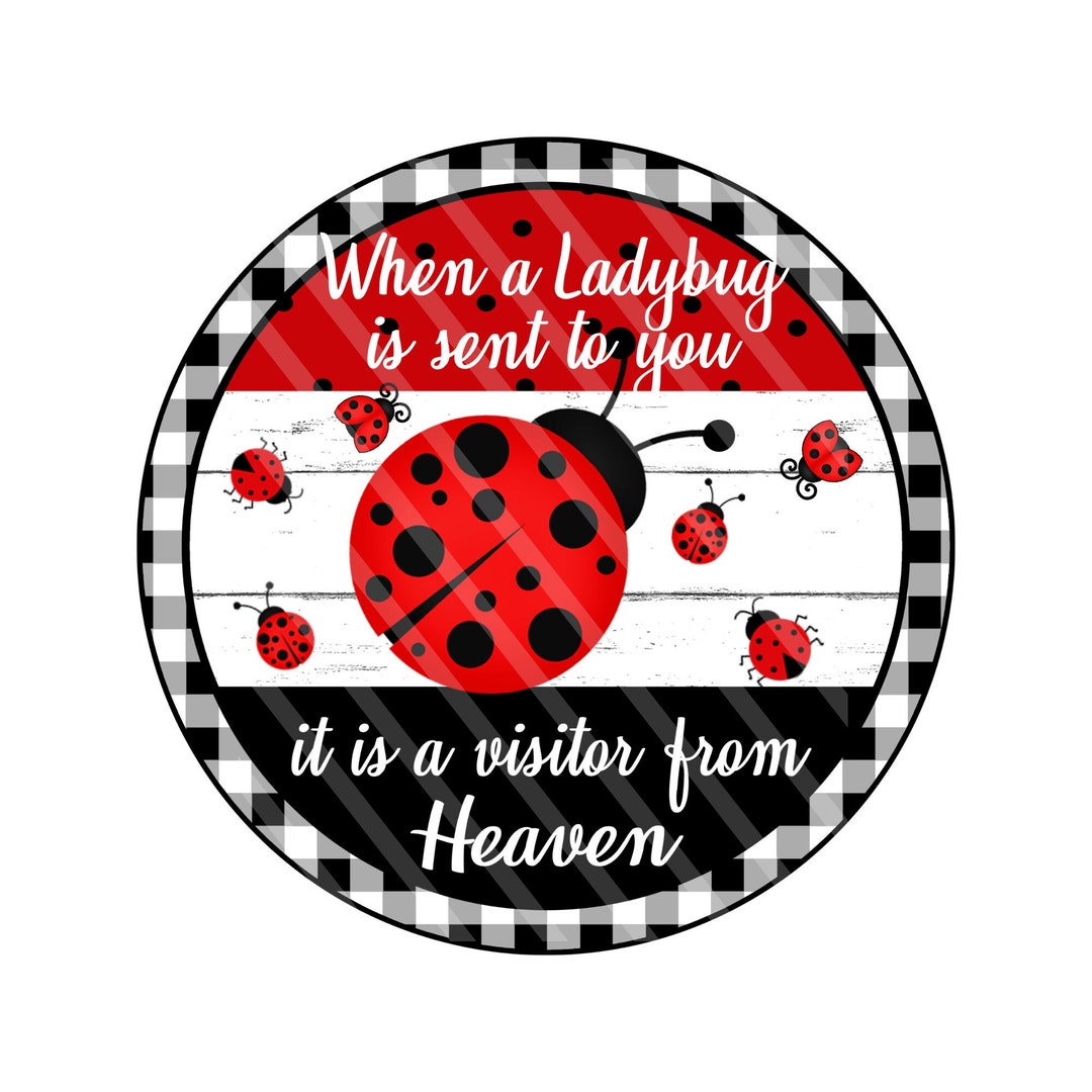When a Ladybug is Sent to You It's a Visitor From Heaven Wreath Sign ...