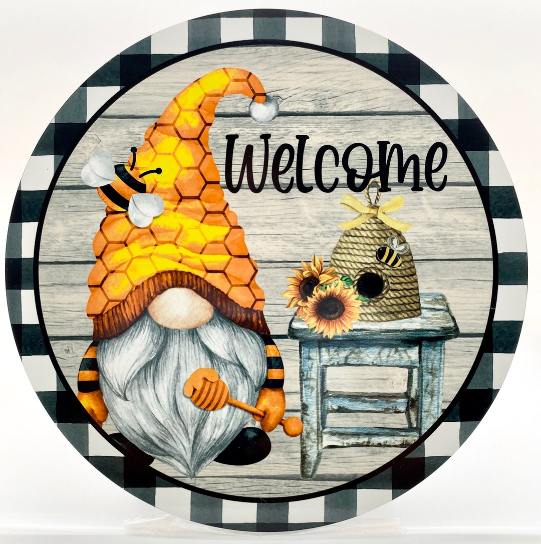 Wreath Signs, Welcome Gnome Wreath Sign, Metal Wreath Signs, Wreath ...