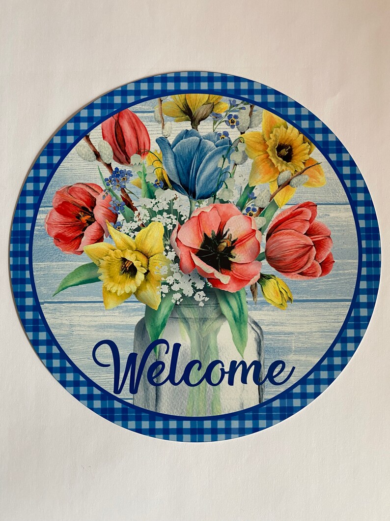 Welcome Floral Wreath Sign Spring Signs for Wreaths Wreath - Etsy