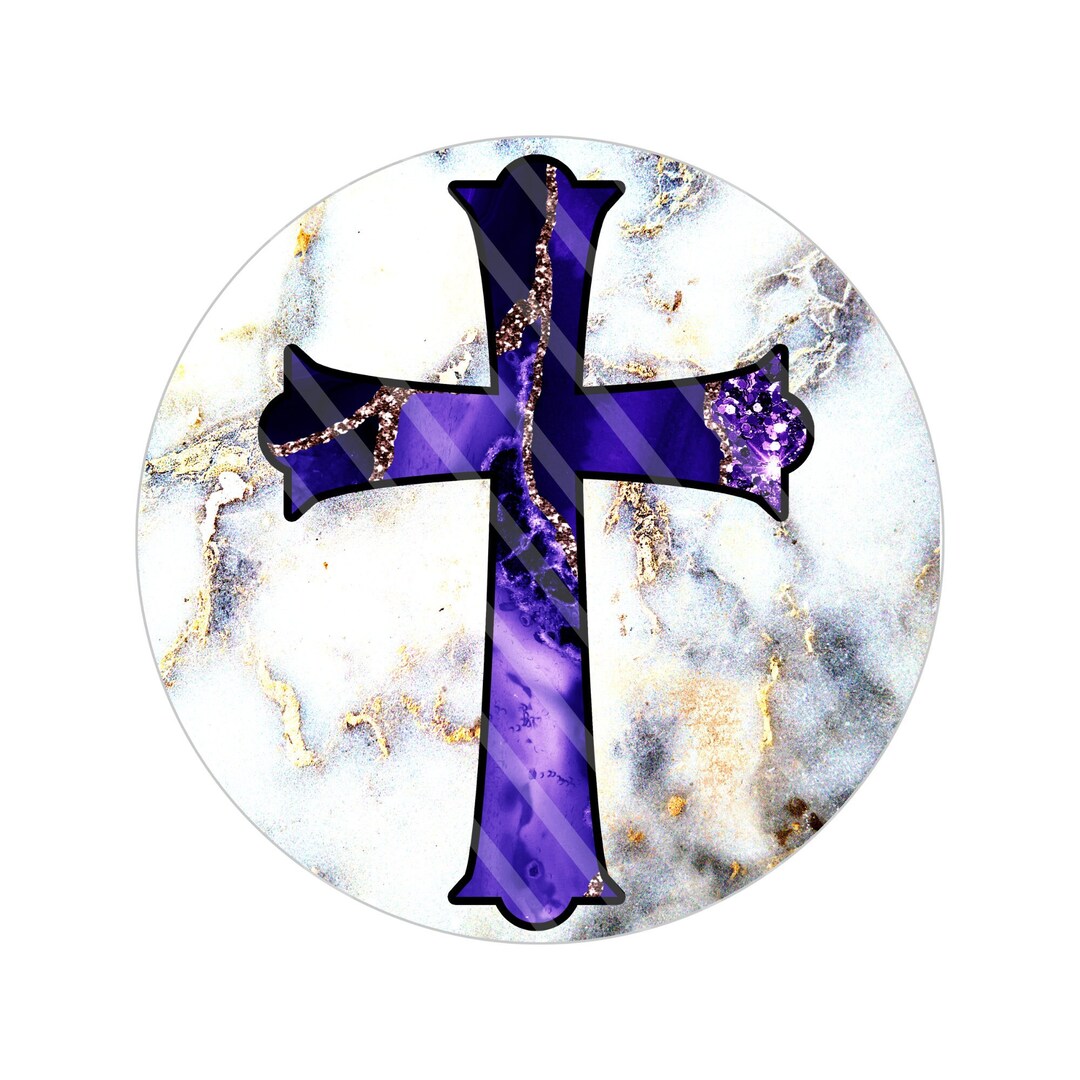 Purple Marble Cross Sign • Christian Wreath Centerpiece - Etsy