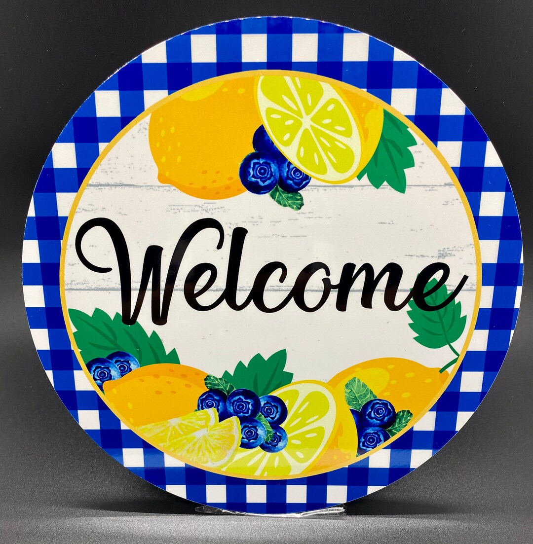 Blueberry Lemon Welcome Sign: Summer Wreath Embellishment - Etsy