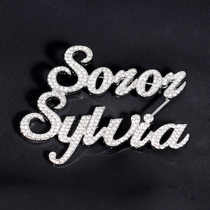 Custom Cursive Letters Soror Name Pin, Sparkle Name Brooch ...