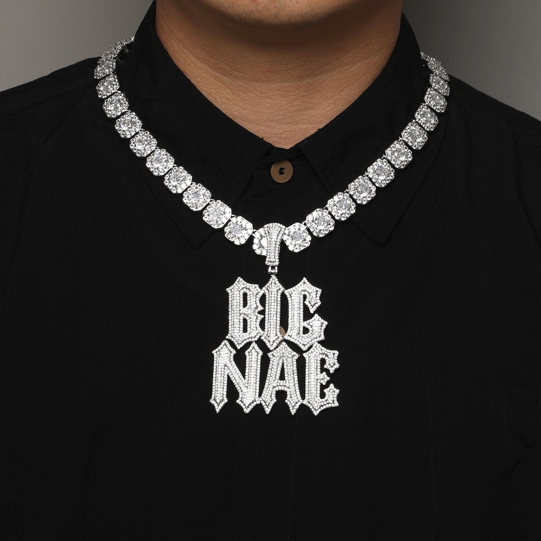 Iced Out Gothic Style Sharp Letters Custom Name Pendant, Sparkling CZ ...