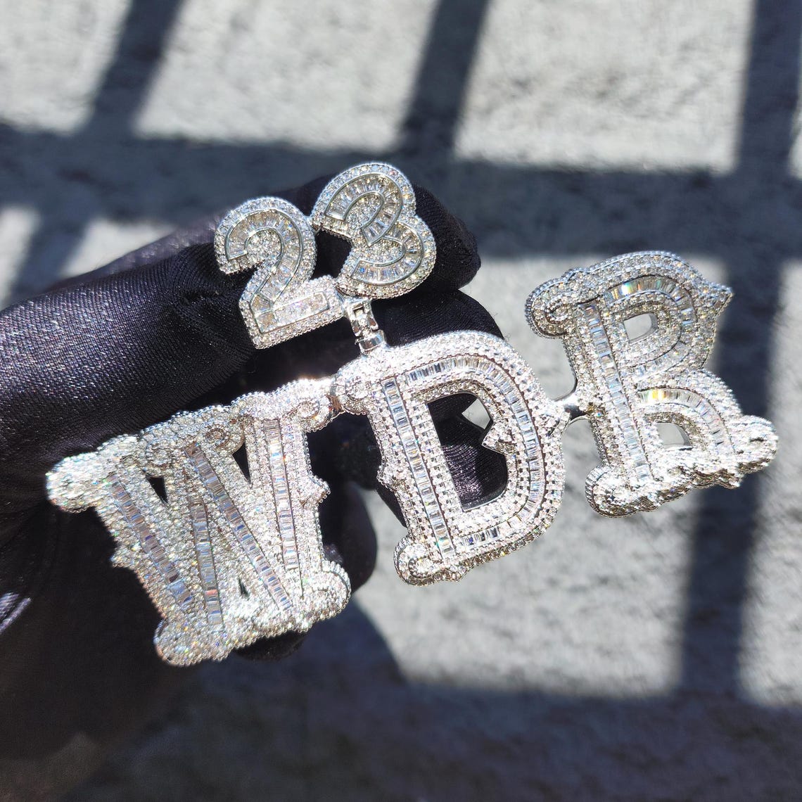Custom 2 Numbers Bail& Initials Name Pendant Cuban Chain, Micro Pave ...
