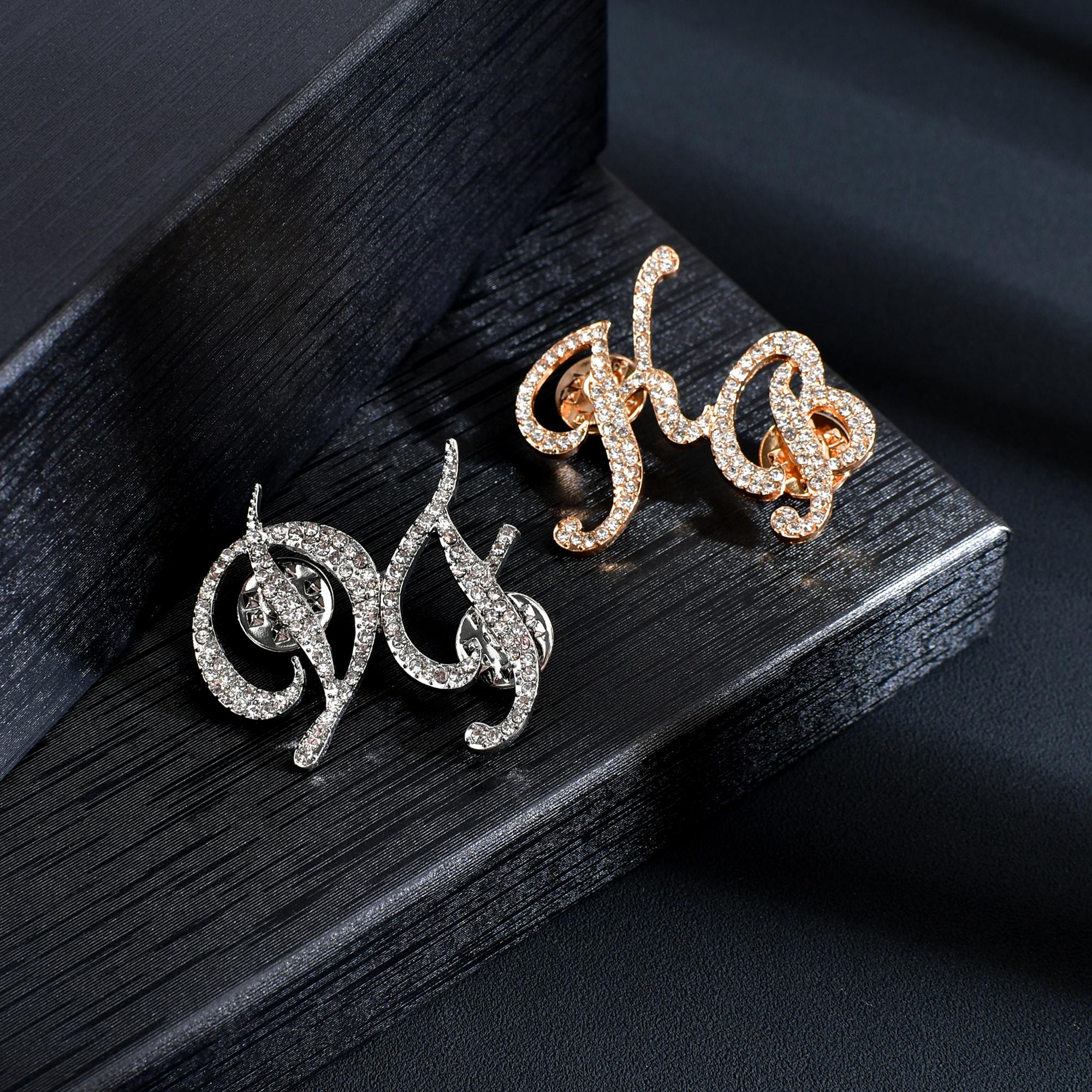 Custom Double Initials Groom Pin,bride Initial Letters Brooch Collar ...