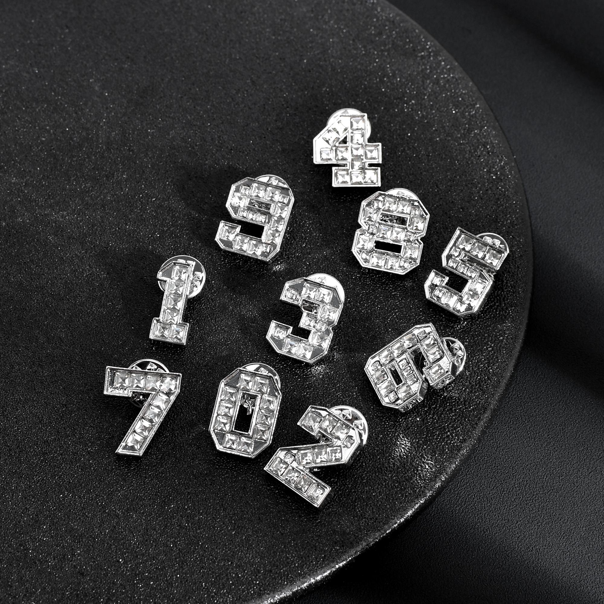 Bling Sport Number 0-9 Fitted Hat Pins, Personalized Varsity Number Hat ...