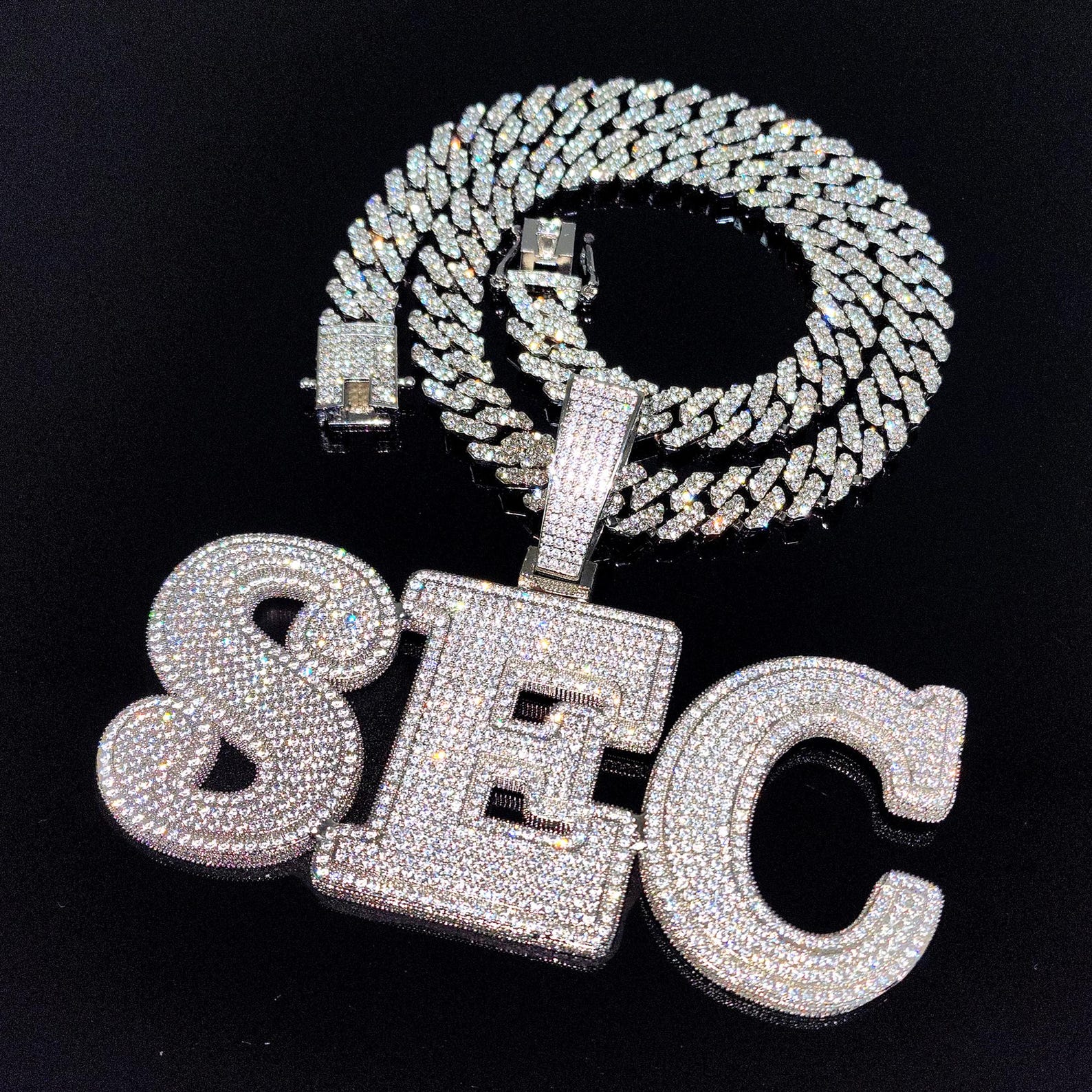 Custom Big Size Letters&numbers Pendant Necklace,iced Out Big Namplate ...