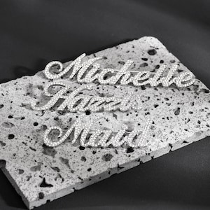Handmade Bling-bling Stones Name Pins,personalised Script Letters Lapel ...