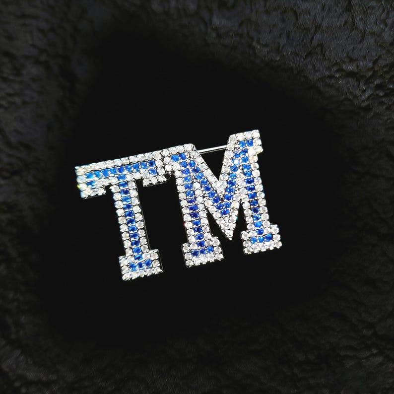 Custom Varsity Letter Brooch: Sparkle Cubic Zircon Initial Pin - Etsy