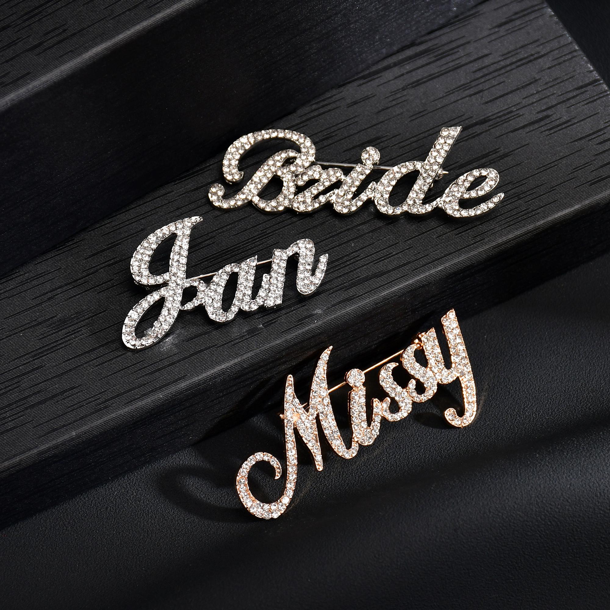 Perosnalised Name Brooch Pins, Script Font Upcase&lowercase Letters ...