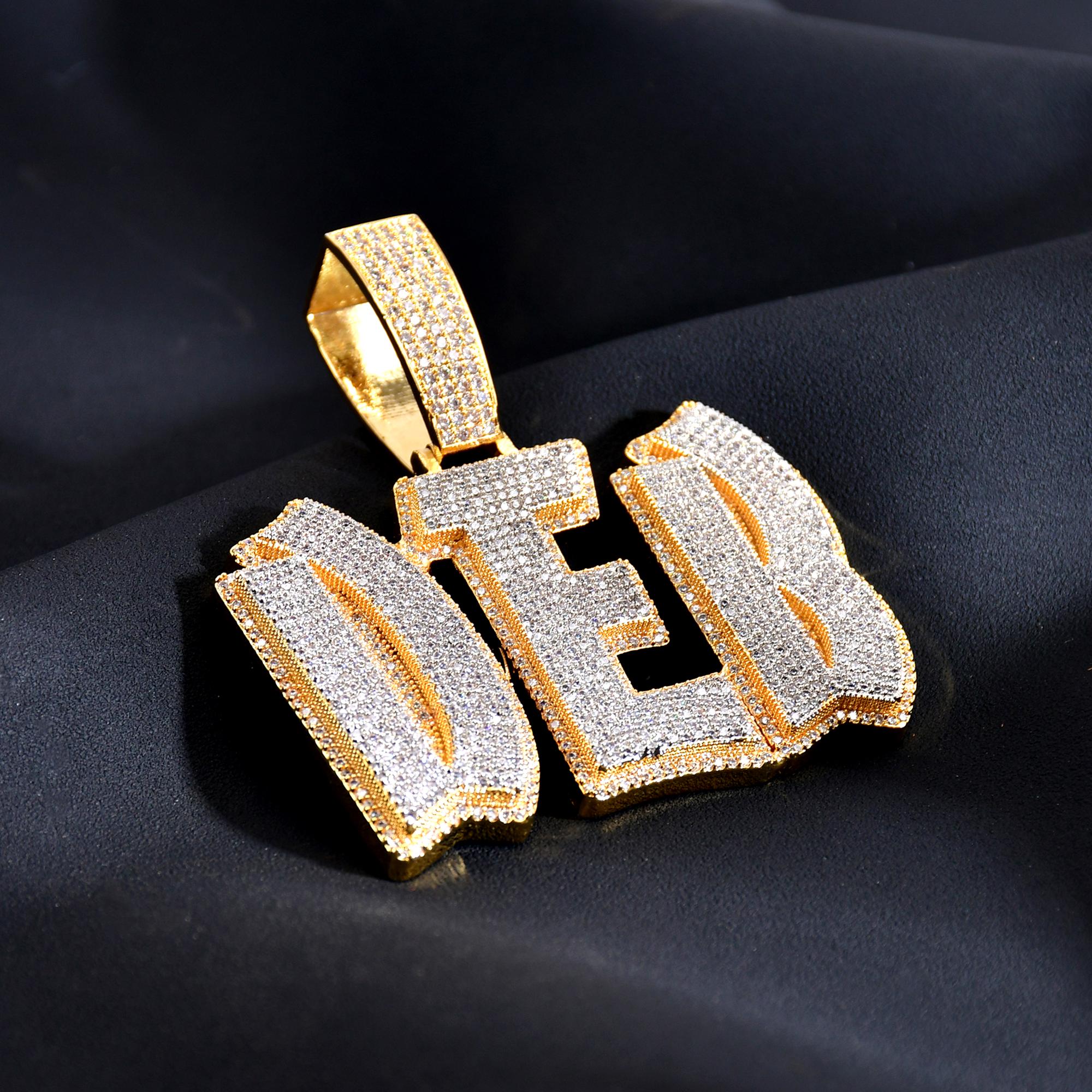 Iced Out Personalised Big Name Pendant With 12mm Cuban Link Chain ...