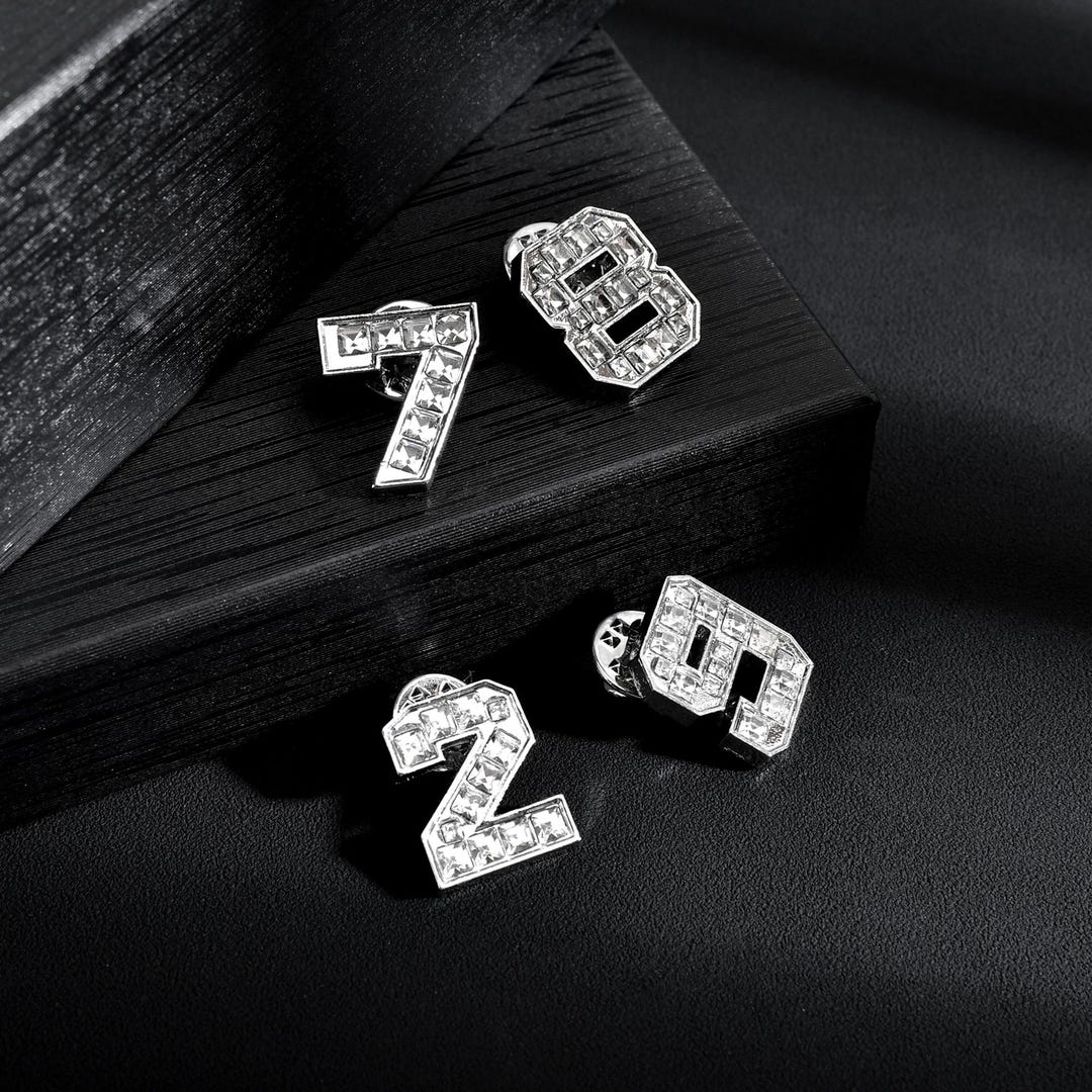 Bling Sport Number 0-9 Fitted Hat Pins, Personalized Varsity Number Hat ...