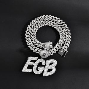 Personalized Letters Money Bag Pendant Necklace,custom Nameplate Cuban ...