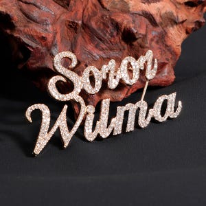 Custom Cursive Letters Soror Name Pin, Sparkle Name Brooch ...
