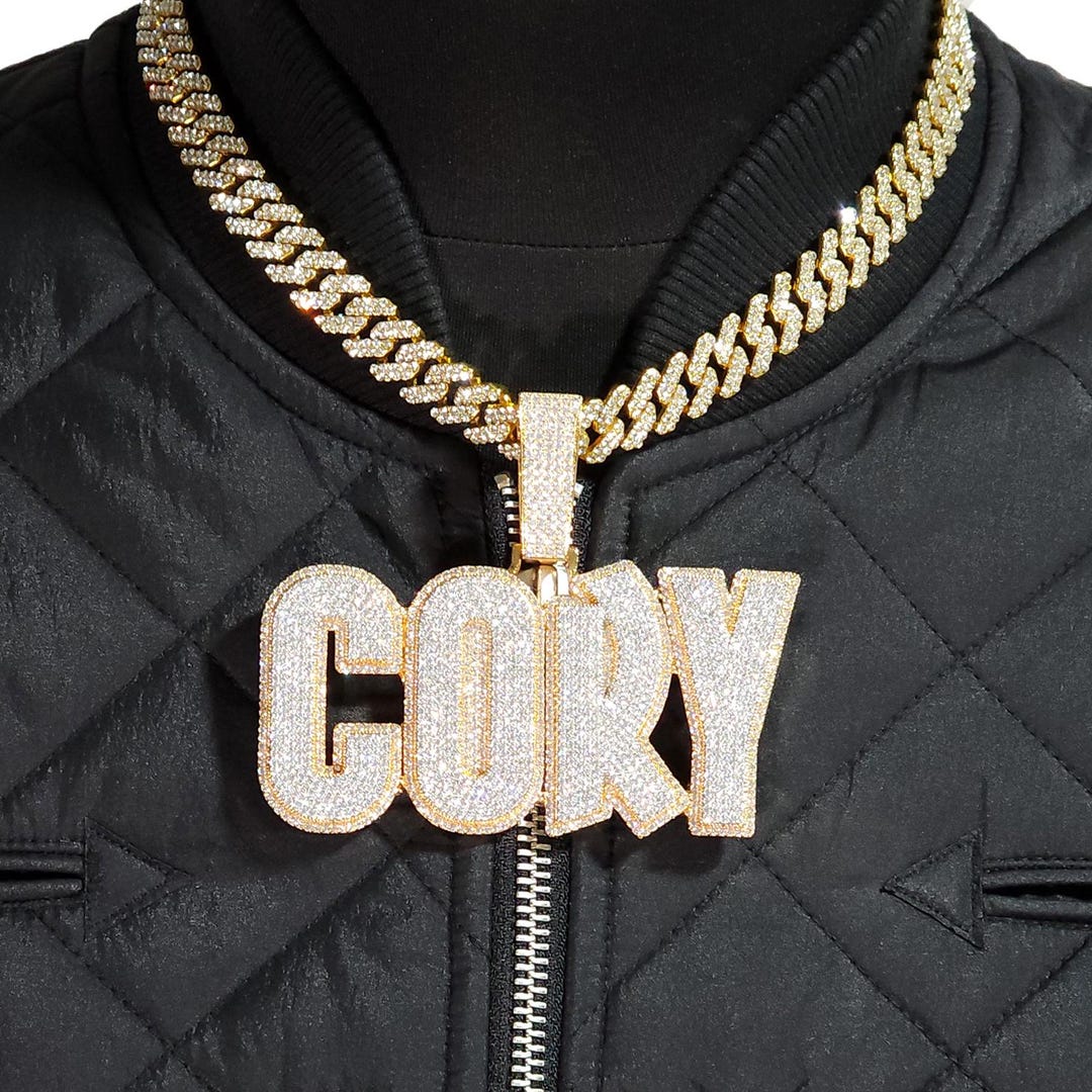 Personalized Name Pendant With Bling Cuban Link Chain, Custom Name ...