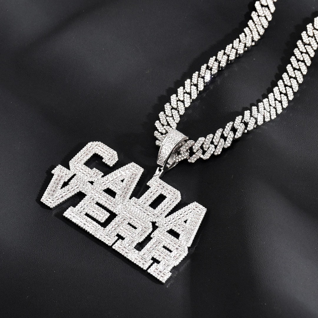 Custom Staked Words Name Pendant, Iced Out Baguette Letters Necklace ...