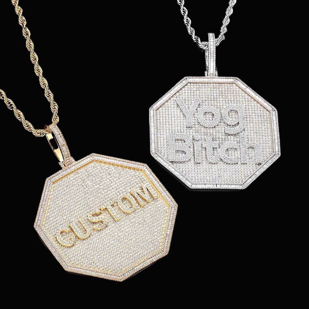 Iced Out Octagon Pendant With Custom Letters/numbers,custom Name ...