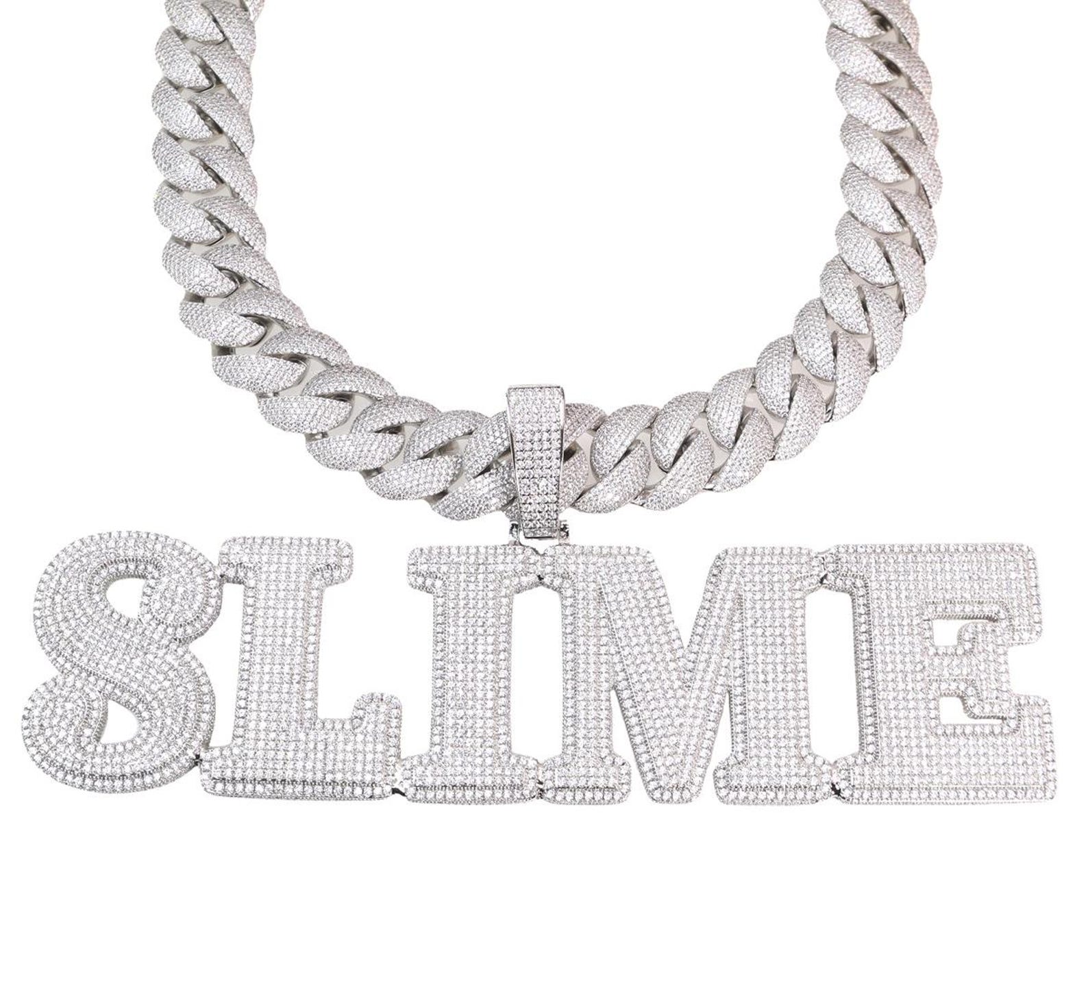 Custom Big Size Letters Pendant Necklace: Zirconia Diamond 24MM Cuban ...