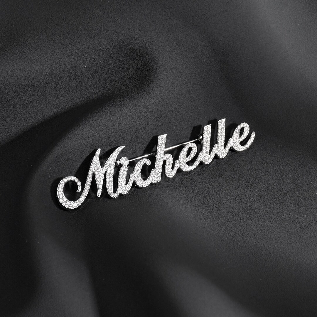 Handmade Bling-bling Stones Name Pins,personalised Script Letters Lapel ...