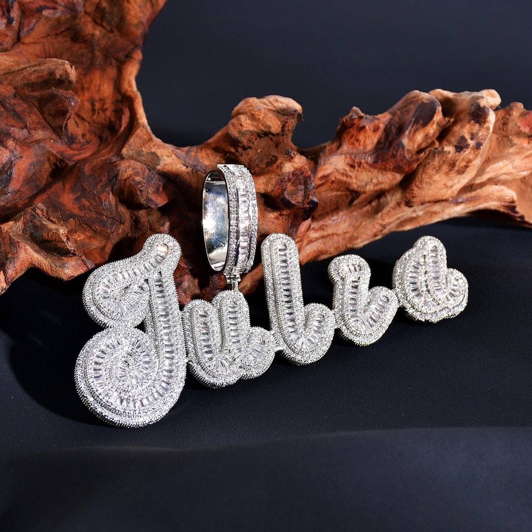 Custom Nameplate Necklace, Iced Out Personalized Pendant Chain, Bing ...