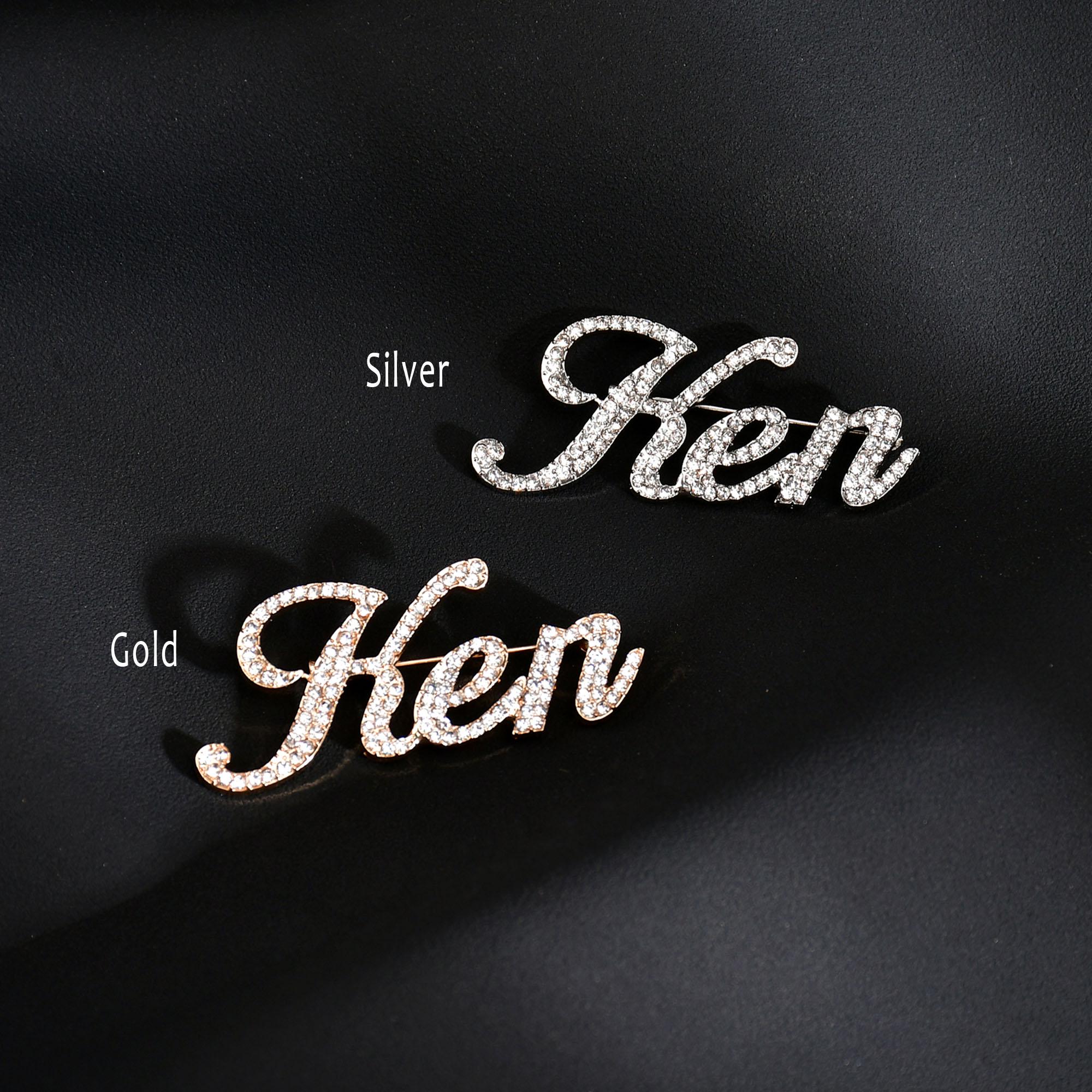 Perosnalised Name Brooch Pins, Script Font Upcase&lowercase Letters ...