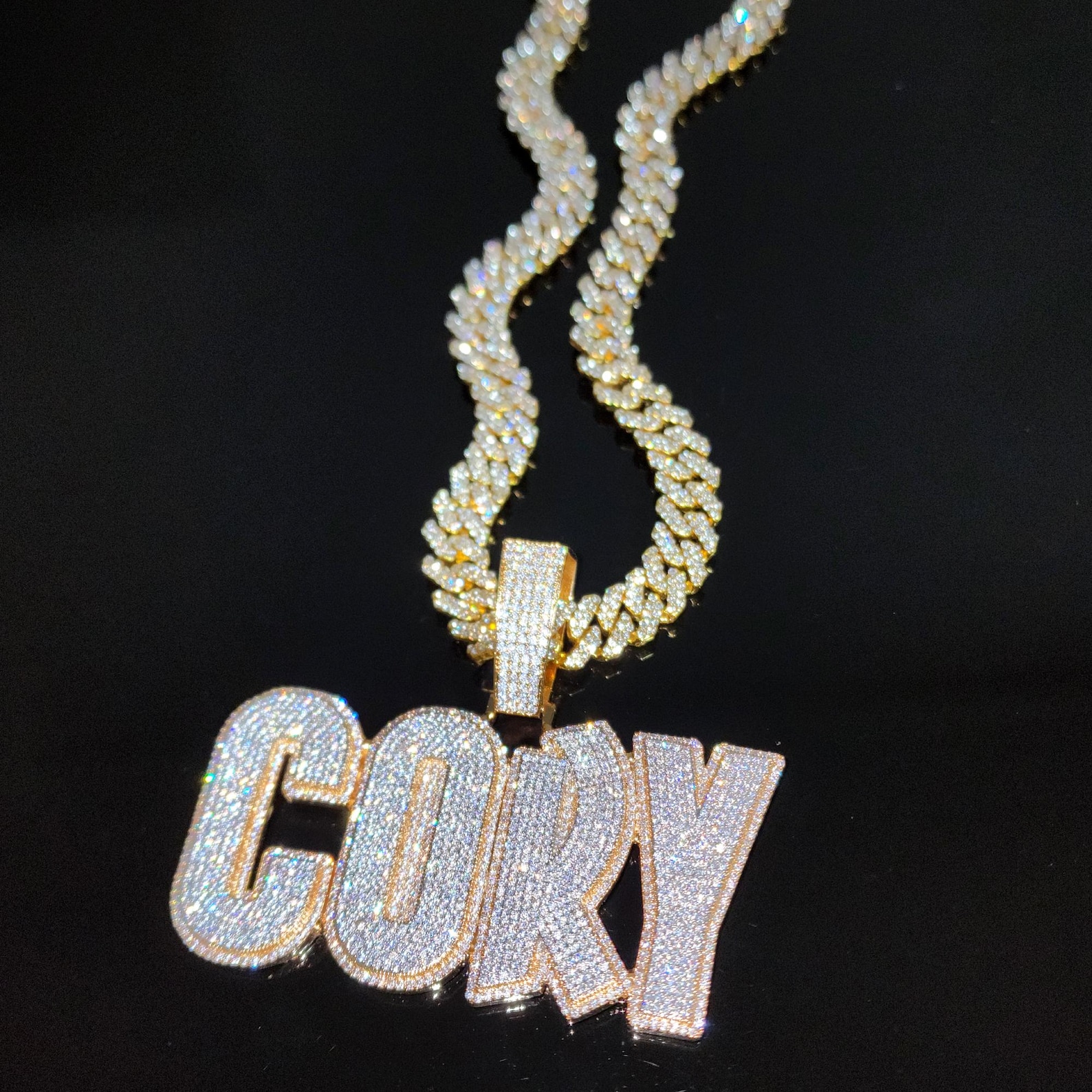 Personalized Name Pendant With Bling Cuban Link Chain, Custom Name ...
