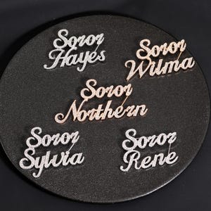 Custom Cursive Letters Soror Name Pin, Sparkle Name Brooch ...