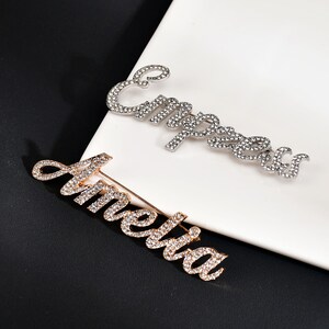 Handmade Bling-bling Stones Name Pins,personalised Script Letters Lapel ...