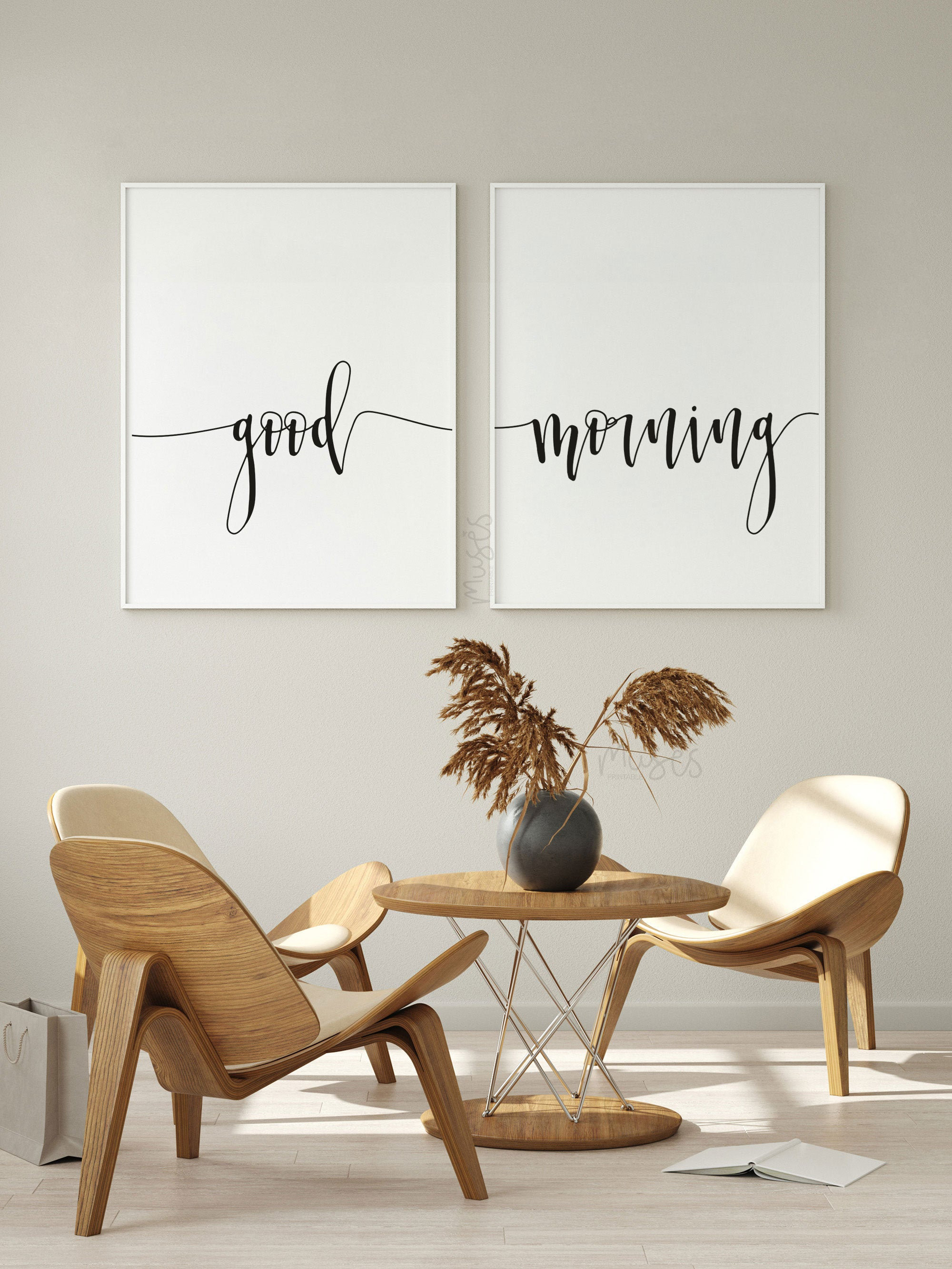 GOOD MORNING Set of 2 Quote Prints for Framing, Contemporary Family ...