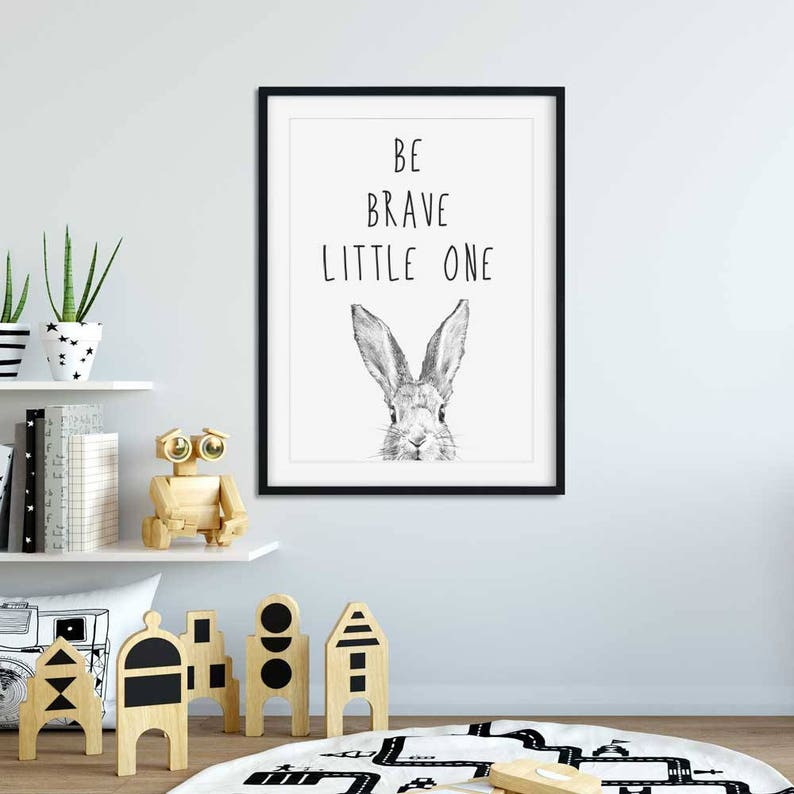 Be Brave Little One Monochrome Nursery Wall Decor With Hand - Etsy