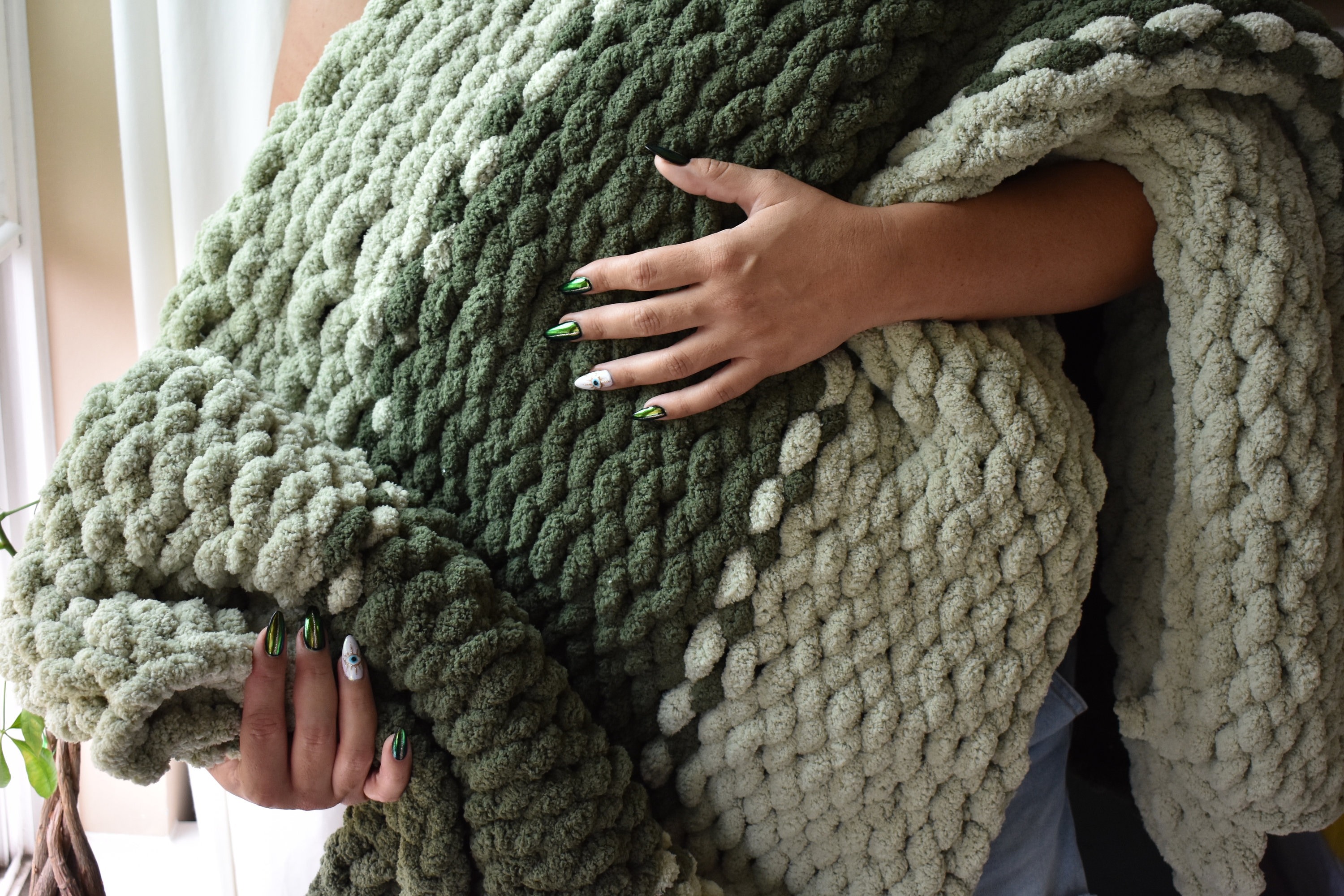 Handmade Striped Chunky Knit Chenille Throw Blanket - Etsy