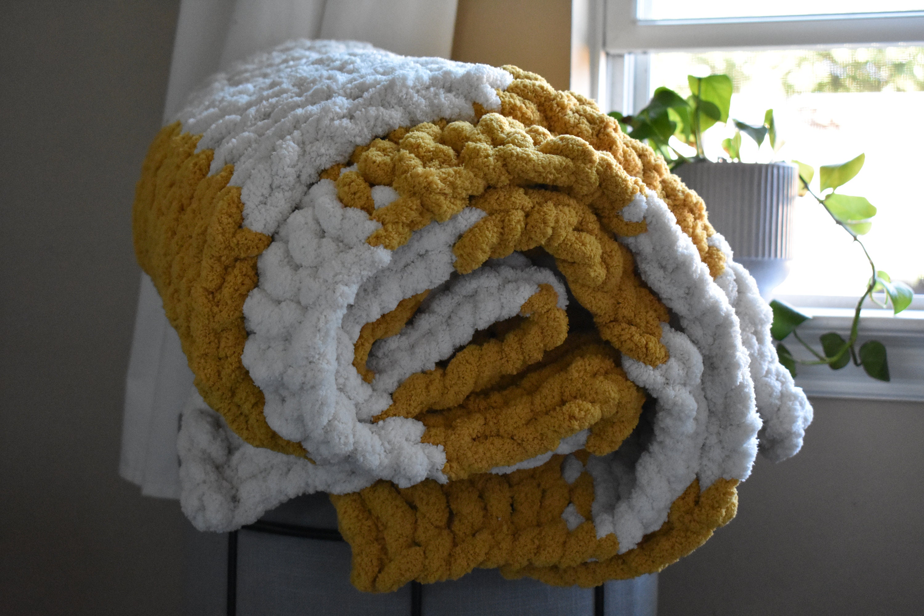 Handmade Striped Chunky Knit Chenille Throw Blanket - Etsy