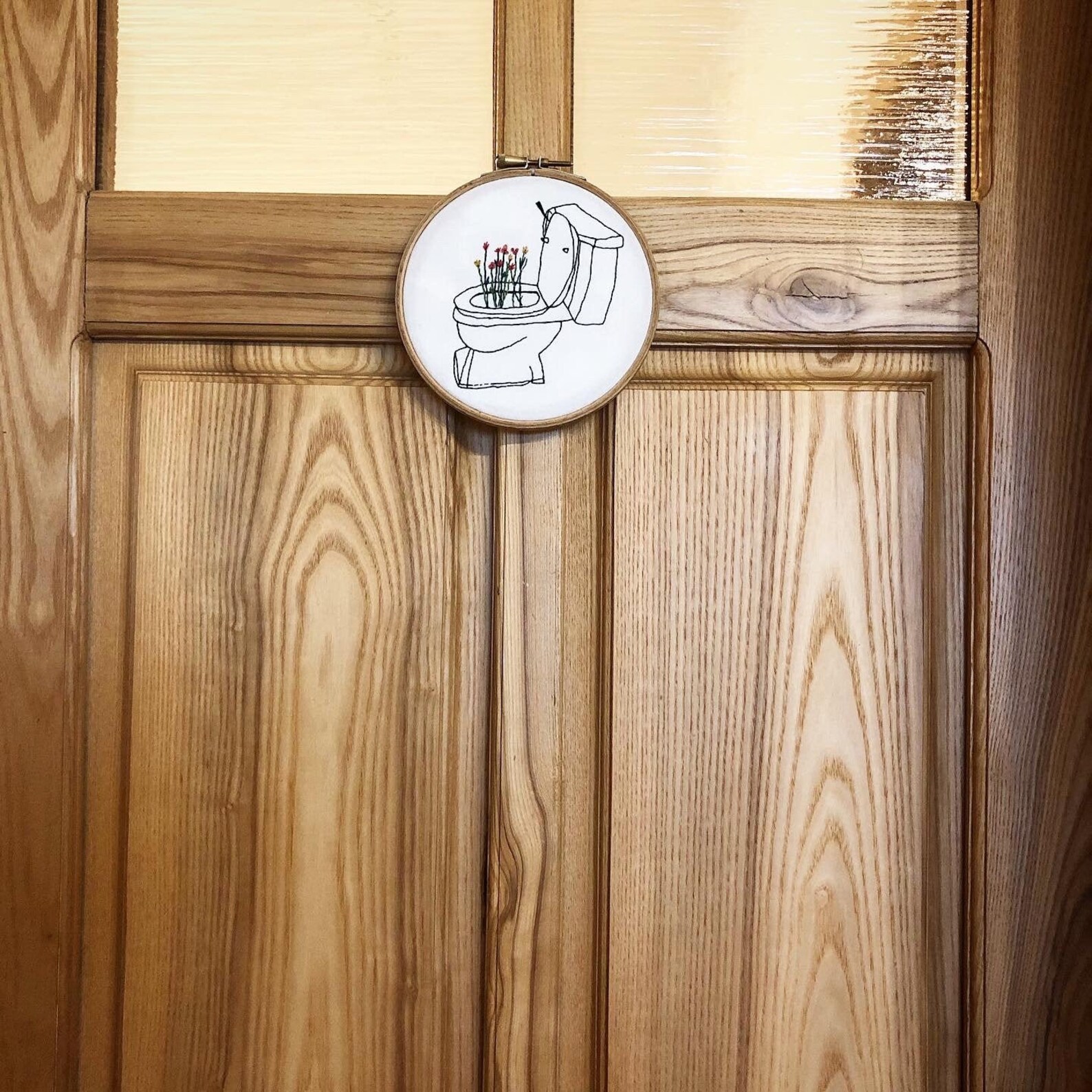 Embroidery Door Sign Toilet Embroidery Decor Wc Decoration - Etsy