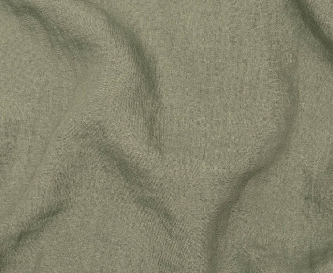 Linen Fabric Khaki Stonewashed Oeko-tex Certified - Etsy