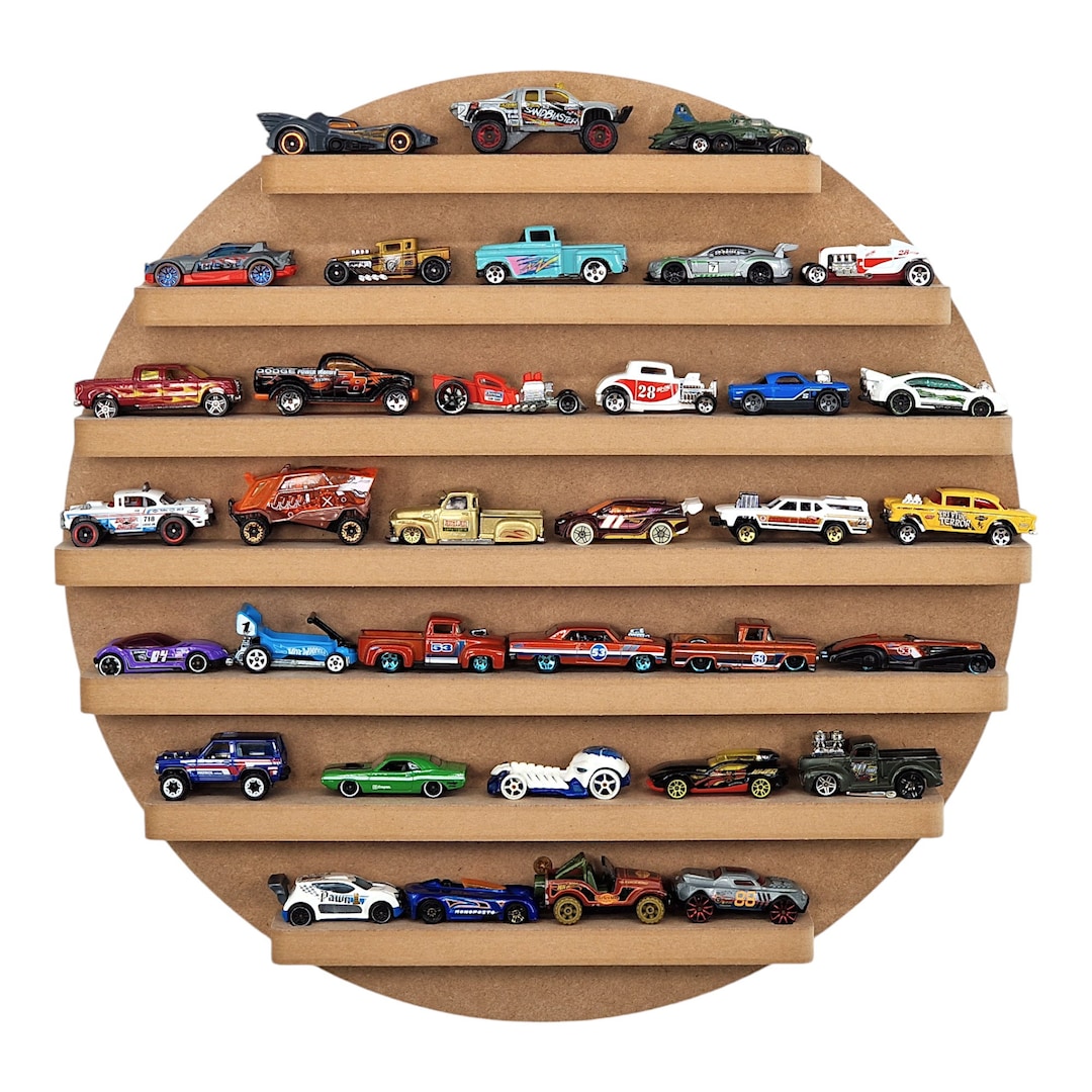 Hot Wheels Round Display Shelf, Wall-mounted MDF Unit for Car Storage ...