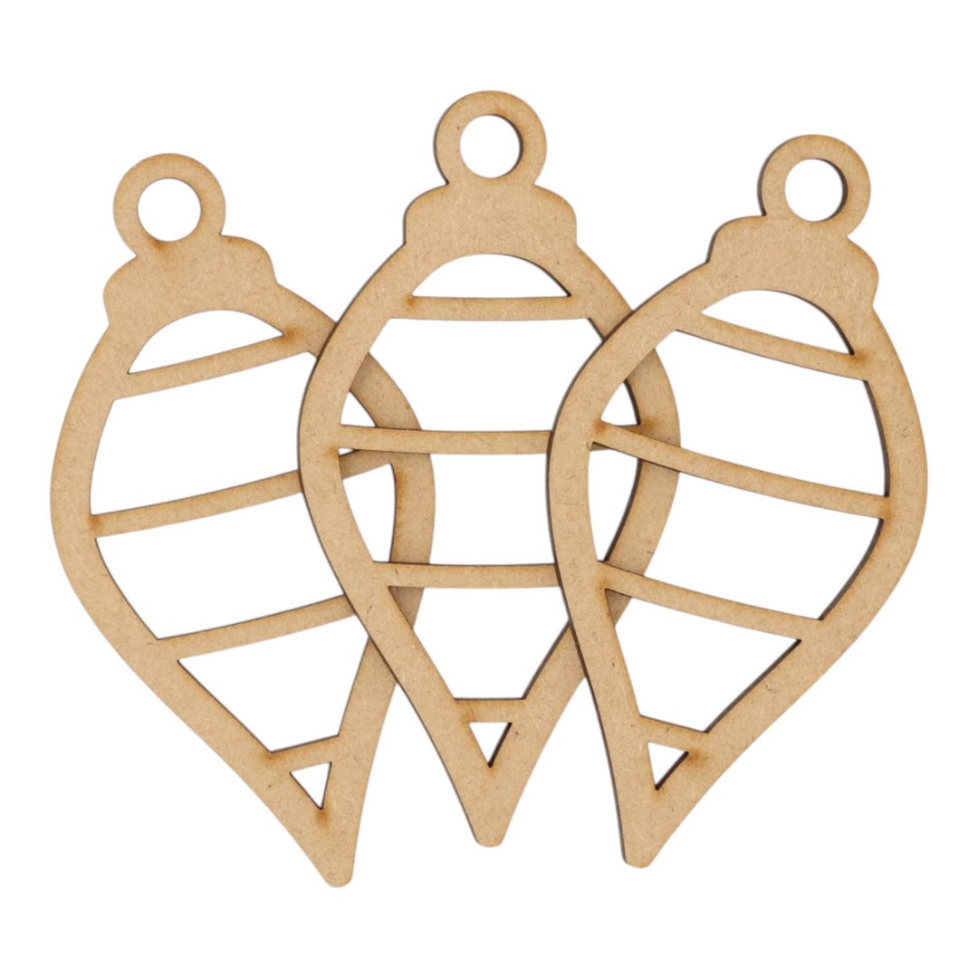 Wooden MDF Christmas Bauble Craft Shape Christmas Tree Decoration Xmas ...