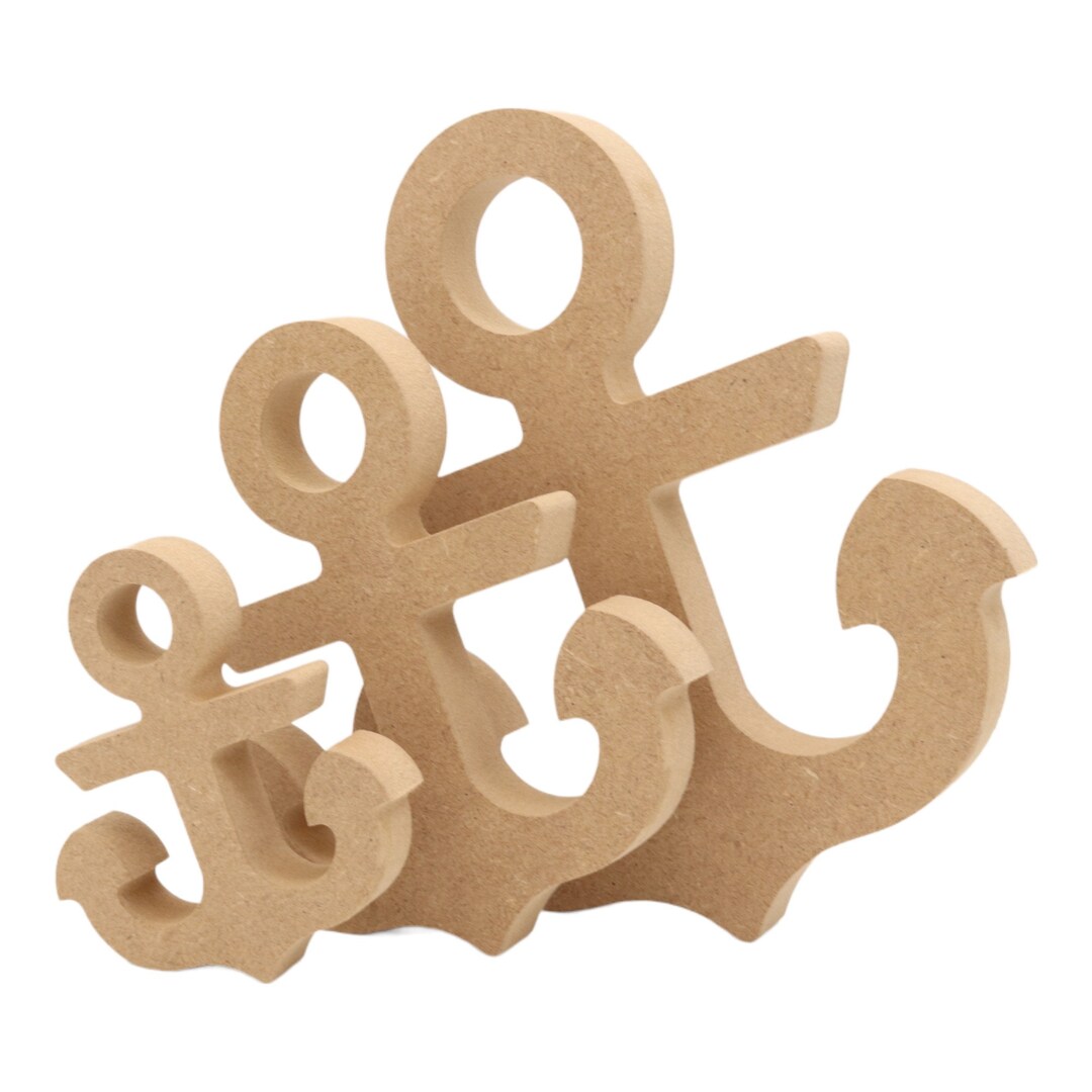 Wooden Anchor Freestanding Craft Shape 18mm MDF Craft Blank Decoration ...