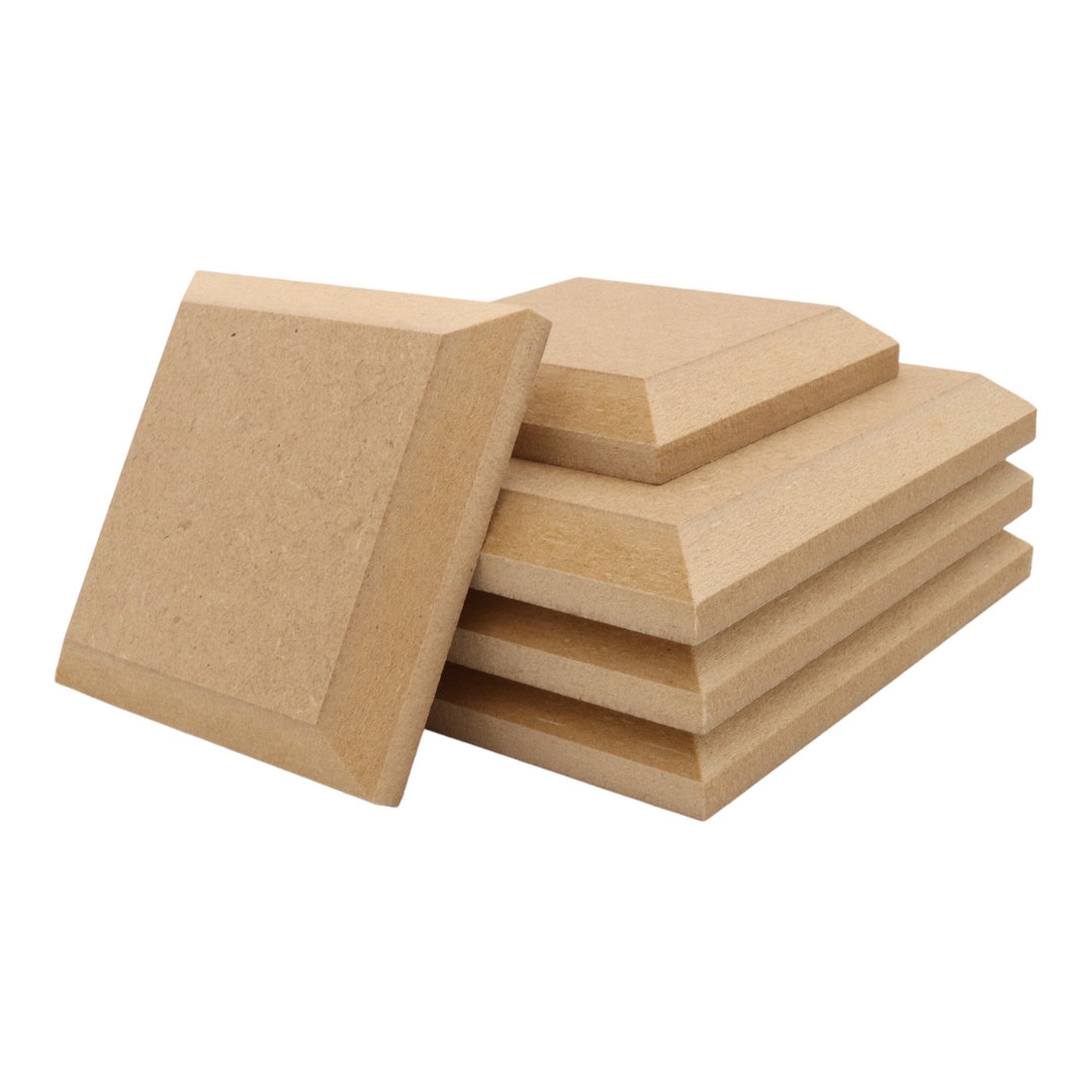 Wooden MDF Square Beveled / Chamfer 45 Degree Top Edge Craft Shape 10 ...