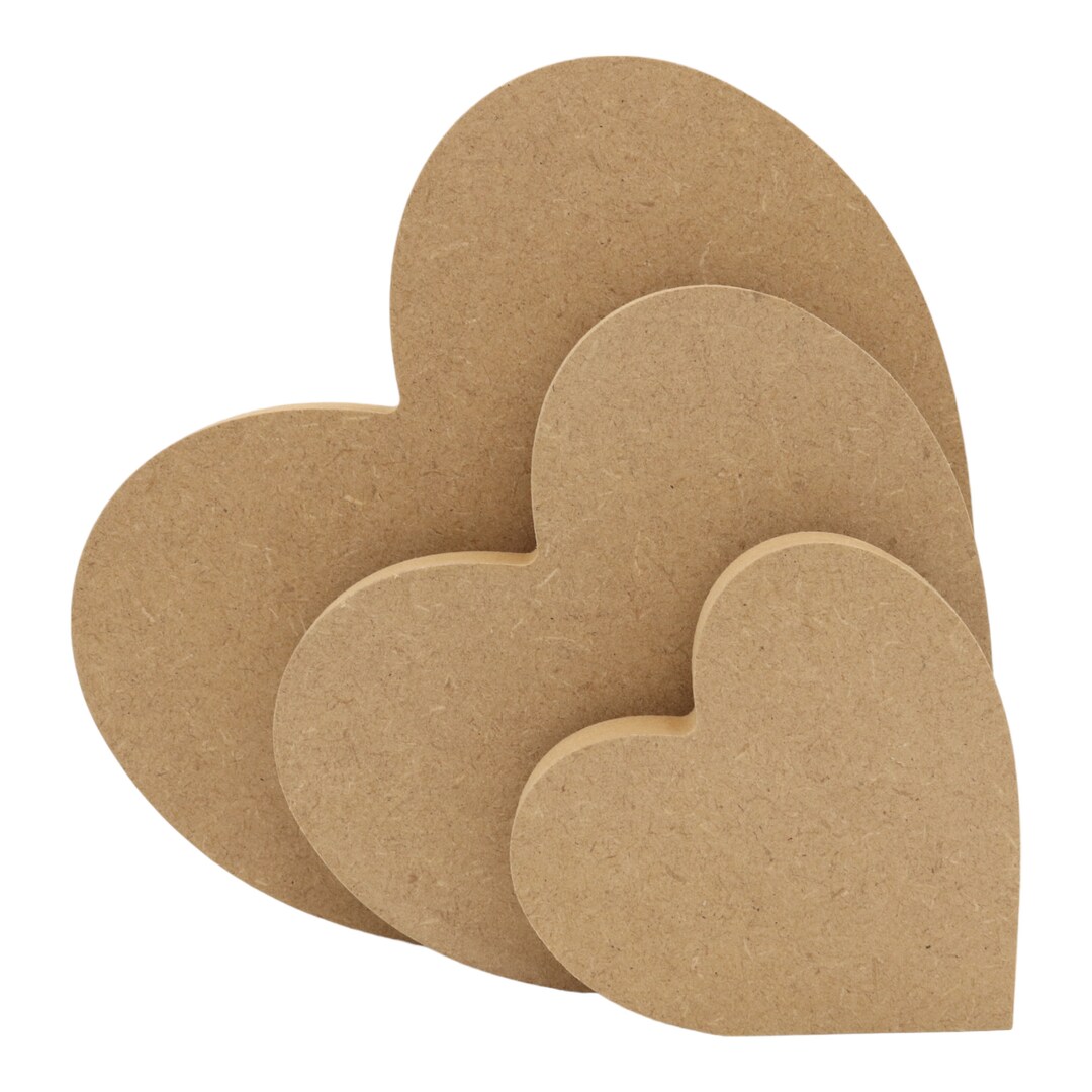 Wooden Slanted Heart Freestanding Craft Shape 18mm MDF Craft Blank ...